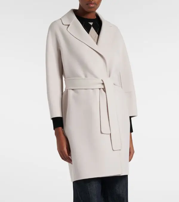 Max Mara Arona Virgin Wool Wrap Coat - Beige