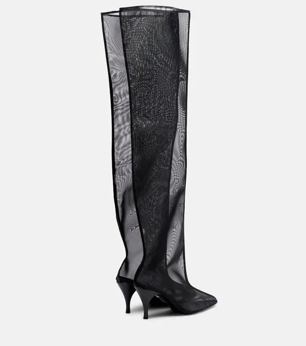 HERBERT LEVINE Mesh Knee-high Boots - Black