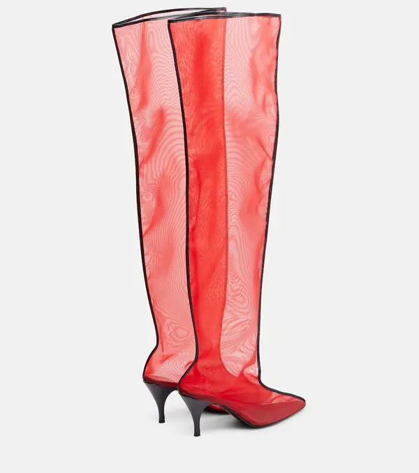 HERBERT LEVINE Mesh Knee-high Boots - Red