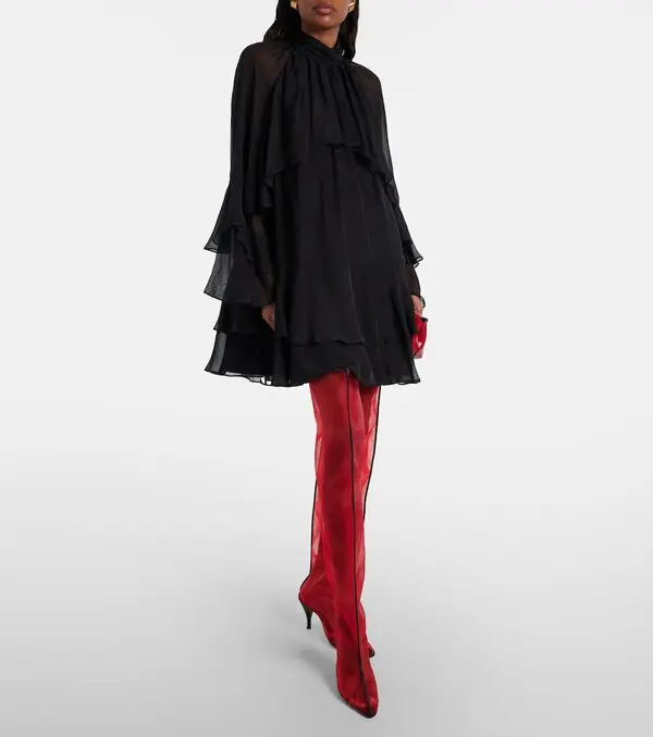 HERBERT LEVINE Mesh Knee-high Boots - Red