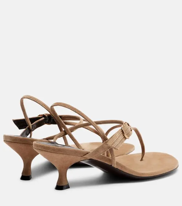 HERBERT LEVINE Starry-eyed 55 Suede Thong Sandals - Beige