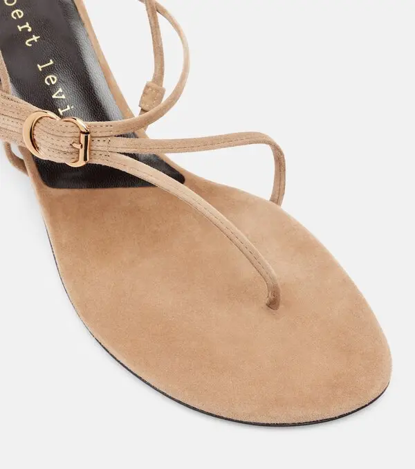 HERBERT LEVINE Starry-eyed 55 Suede Thong Sandals - Beige