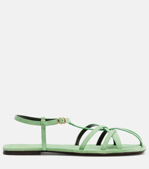 HERBERT LEVINE Suede Ankle Strap Sandals - Green