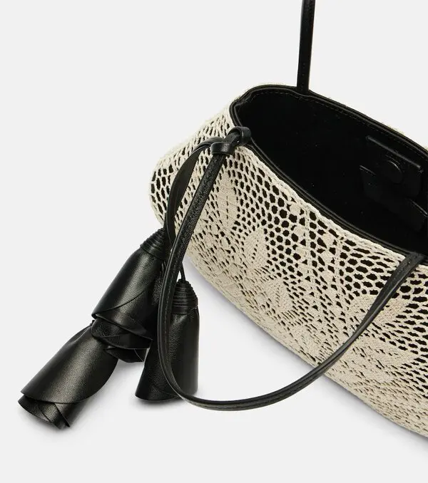 Magda Butrym Maya Small Crochet Leather-trimmed Shoulder Bag - White