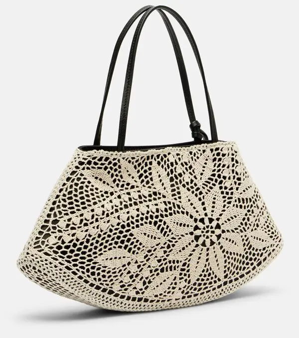 Magda Butrym Maya Small Crochet Leather-trimmed Shoulder Bag - White