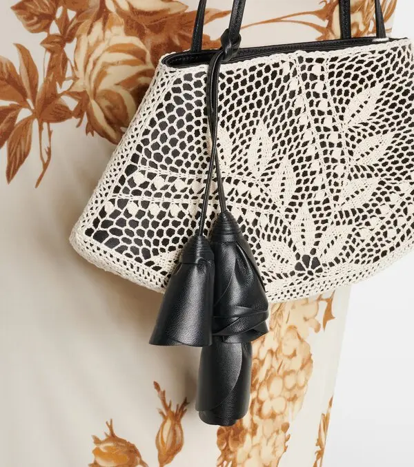 Magda Butrym Maya Small Crochet Leather-trimmed Shoulder Bag - White