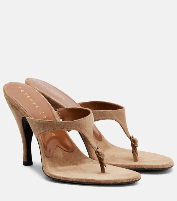 HERBERT LEVINE Kiss And Tell 100 Suede Mules - Beige