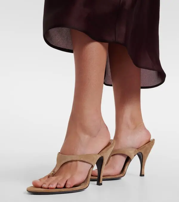 HERBERT LEVINE Suede Mules - Beige
