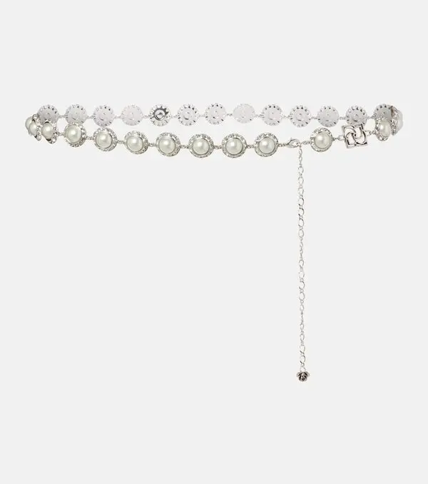 Magda Butrym Crystal And Faux Pearl Belt - Silver