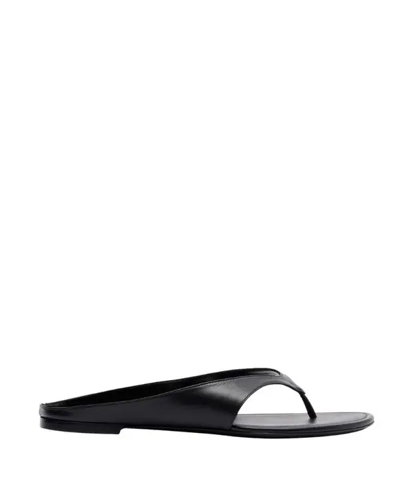 HERBERT LEVINE Calf Leather Thong Sandals - Black
