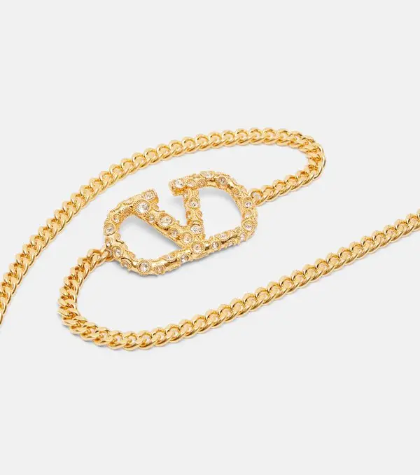 Valentino Garavani Vlogo Crystal-embellished Belt