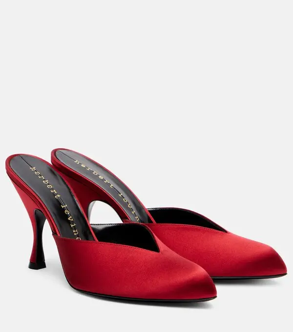 HERBERT LEVINE Sitting Pretty 95 Satin Mules - Red