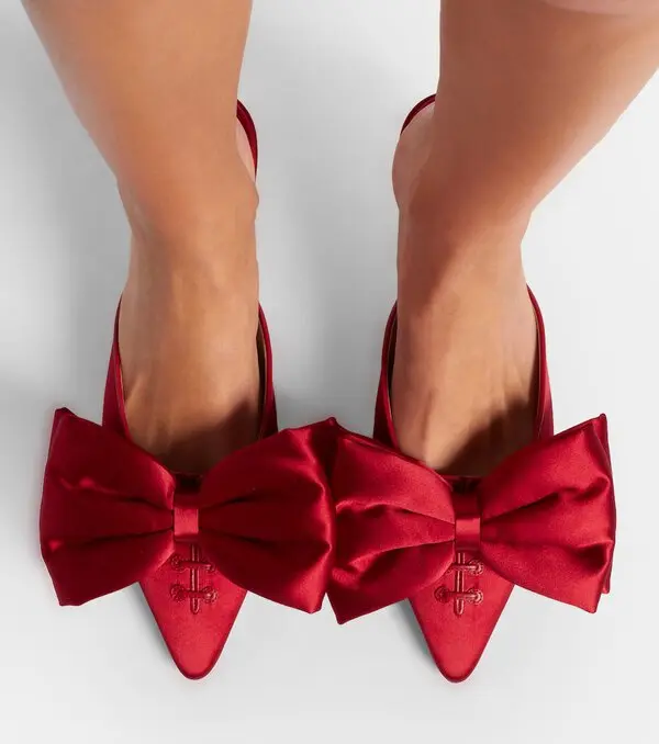 Valentino Garavani Yolande 45 Bow-detail Satin Mules