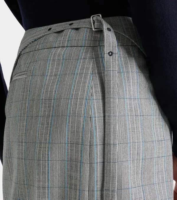 Victoria Beckham Checked Virgin Wool Midi Skirt