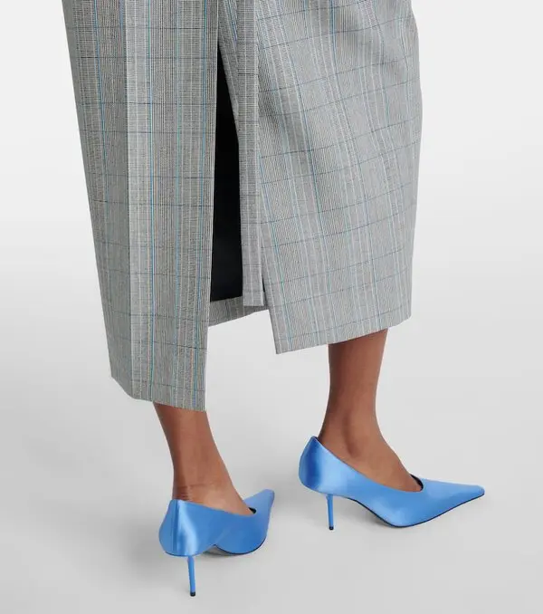 Victoria Beckham Checked Virgin Wool Midi Skirt