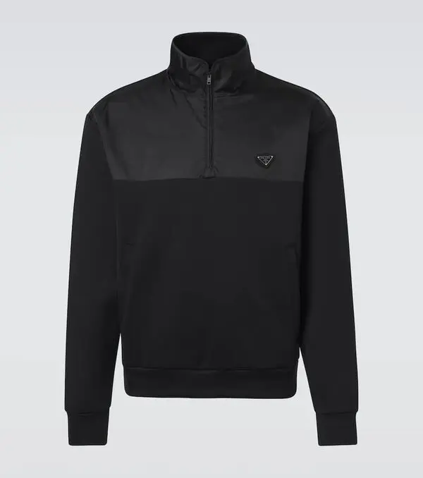 Prada Cotton-blend Fleece Half-zip Sweatshirt