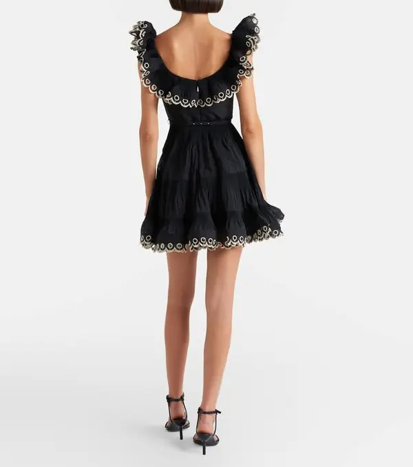 Zimmermann Embroidered Ruffled Mini Dress