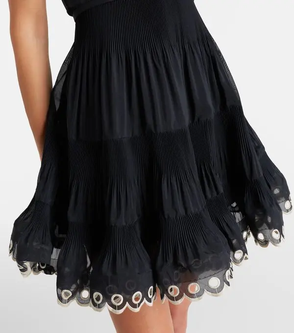 Zimmermann Embroidered Ruffled Minidress - Black