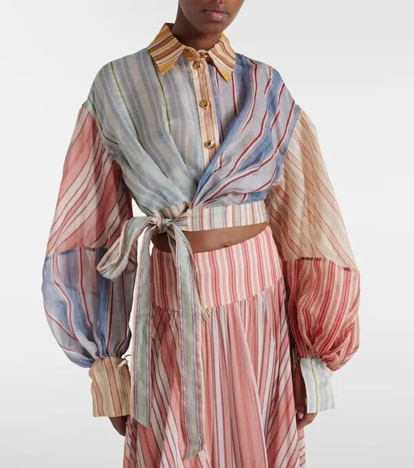Zimmermann Rebellion Striped Linen And Silk Blouse - Multicoloured