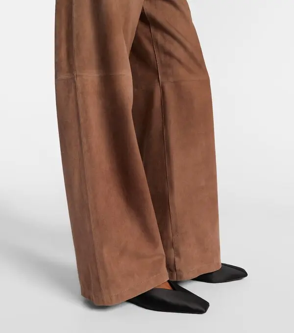 Max Mara Fulmine Suede Wide-leg Pants