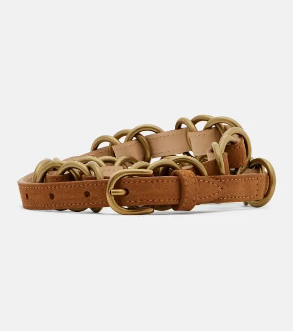 Isabel Marant Livo Embellished Suede Belt - Brown