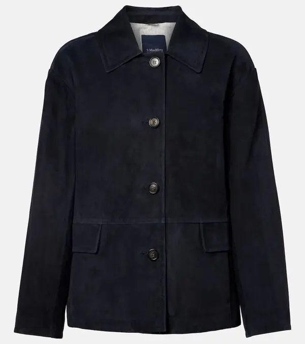 Max Mara Charme Suede Jacket - Blue