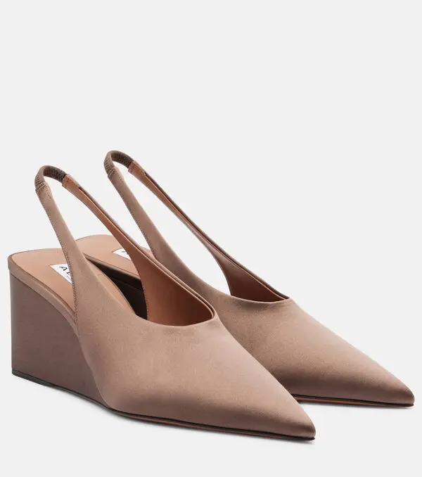 Alaïa Cube 75 Slingback Wedges - Brown