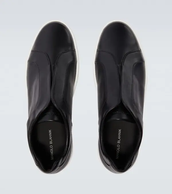 Manolo Blahnik Agilio Leather Sneakers - Black