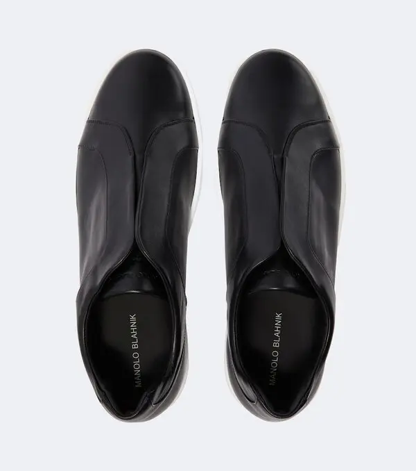 Manolo Blahnik Agilio Leather Sneakers - Black