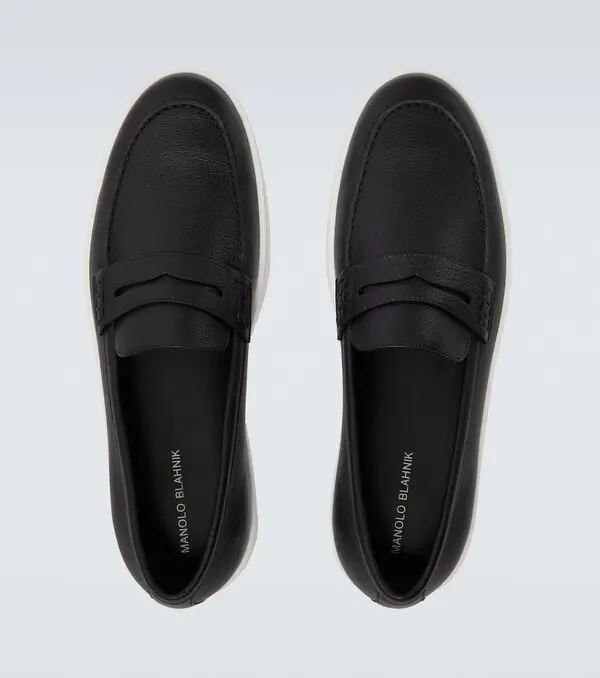 Manolo Blahnik Ellis Leather Loafers - Black
