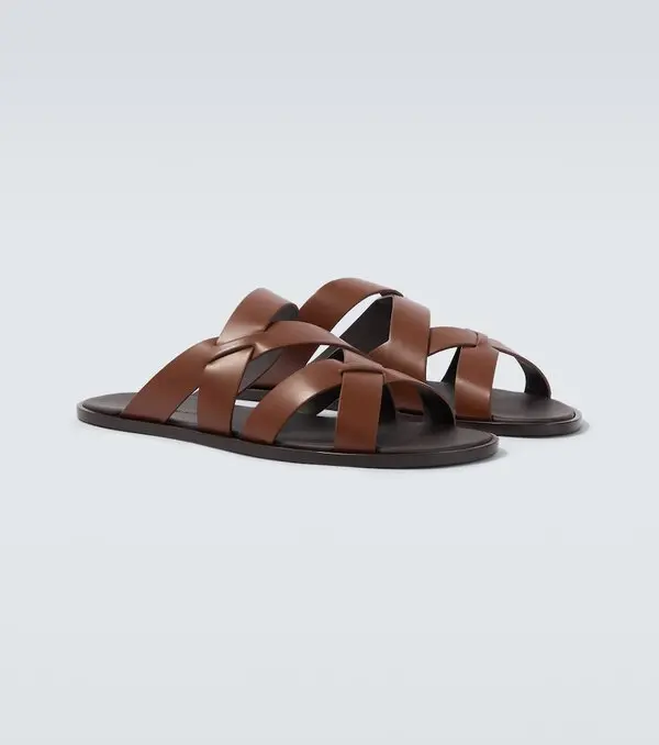 Manolo Blahnik Marvin Leather Sandals - Brown