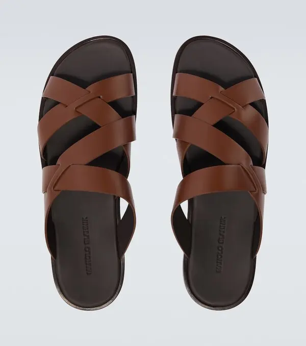 Manolo Blahnik Marvin Leather Sandals - Brown