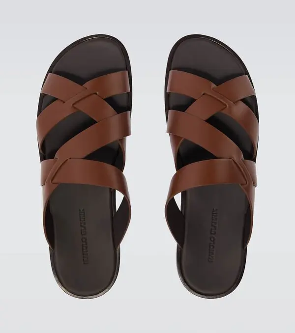 Manolo Blahnik Marvin Leather Sandals - Brown