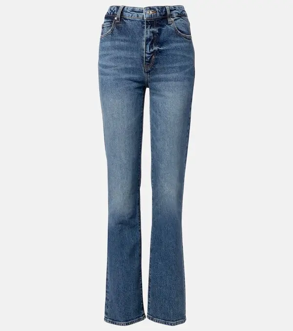 FRAME The Ruler Distressed Straight Jeans - Blue