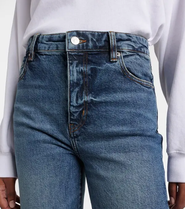 FRAME The Ruler Distressed Straight Jeans - Blue