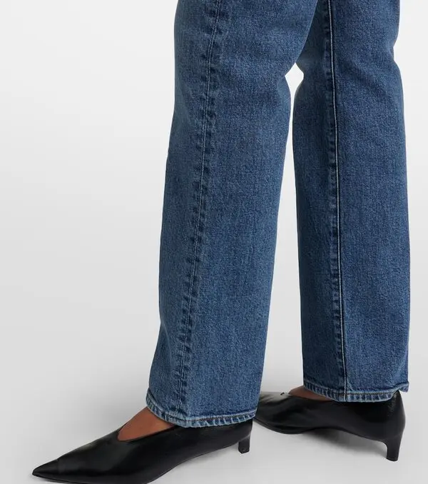 FRAME The Ruler Distressed Straight Jeans - Blue