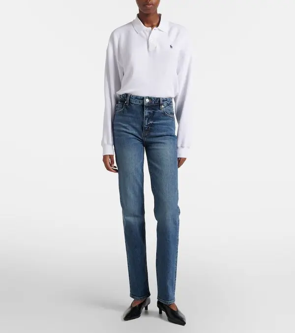 FRAME The Ruler Distressed Straight Jeans - Blue