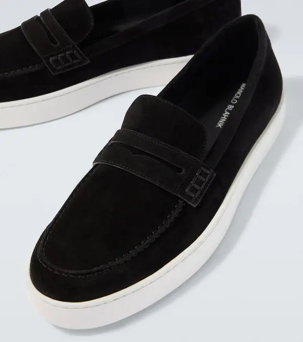 Manolo Blahnik Ellis Suede Loafers - Black