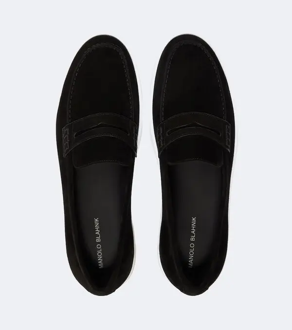 Manolo Blahnik Ellis Suede Loafers - Black