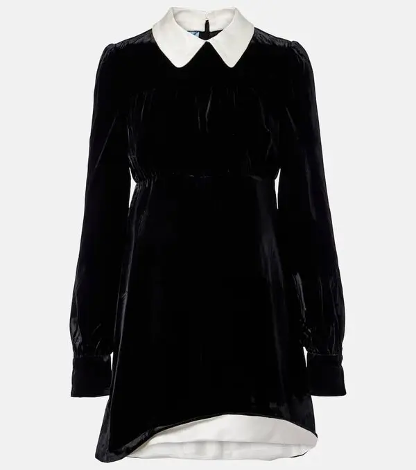 Prada Asymmetric Velvet Mini Dress