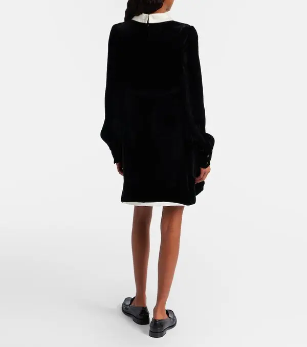 Prada Asymmetric Velvet Mini Dress - Black