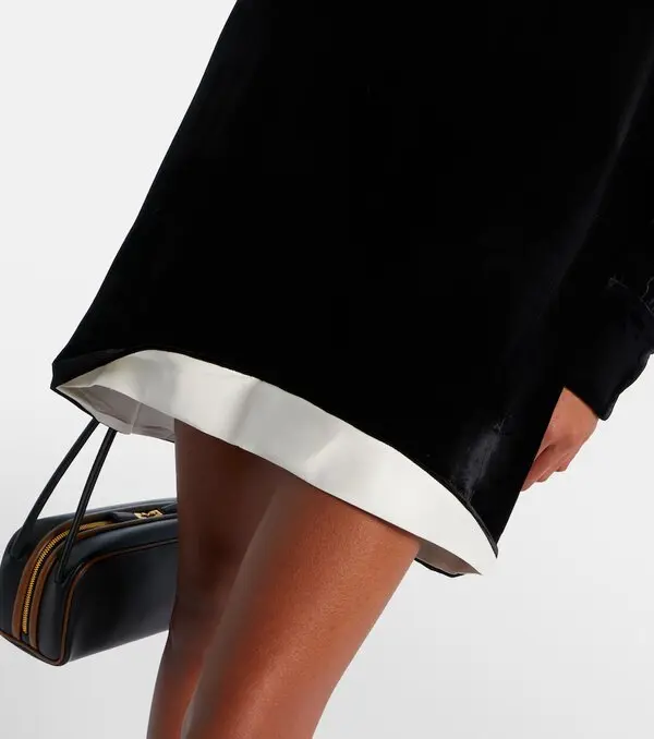 Prada Asymmetric Velvet Mini Dress - Black