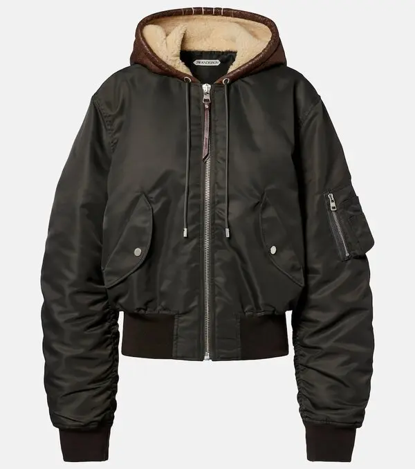 JW Anderson Shearling-trimmed Bomber Jacket - Green