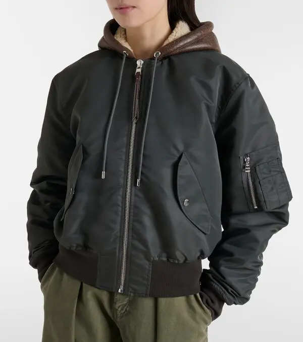 JW Anderson Shearling-trimmed Bomber Jacket - Green