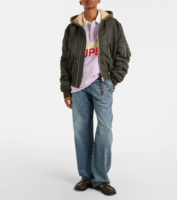 JW Anderson Shearling-trimmed Bomber Jacket - Green