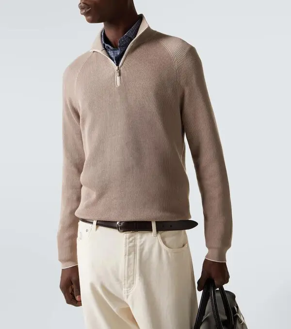 Brunello Cucinelli Cotton Half-zip Sweater