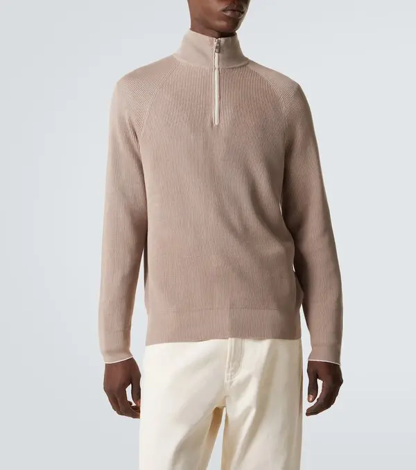 Brunello Cucinelli Cotton Half-zip Sweater - Grey