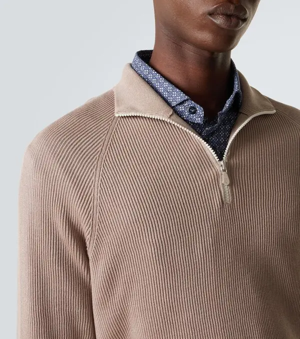 Brunello Cucinelli Cotton Half-zip Sweater - Grey