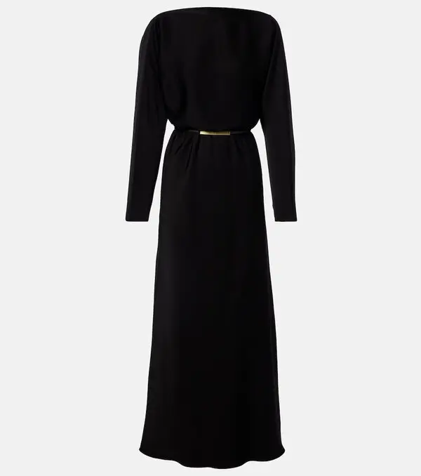 Max Mara Draped Satin Gown - Black