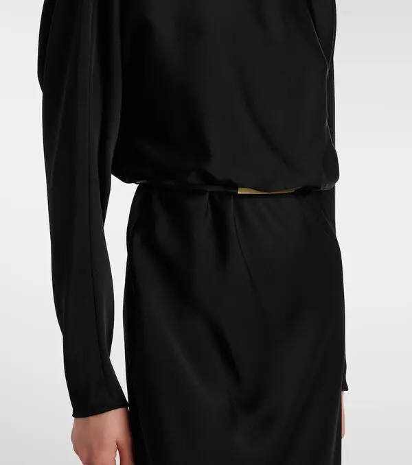 Max Mara Draped Satin Gown - Black